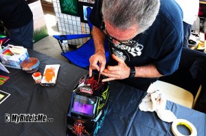 Hot Rod Artists Pinstriping on Custom Helmet #2 | MyRideisMe.com